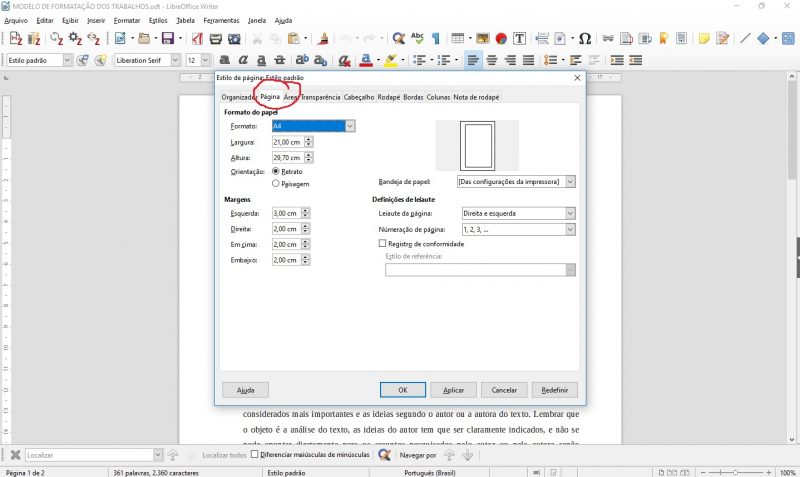 Modelo de formatação dos trabalhos escritos - Prof. André Egg